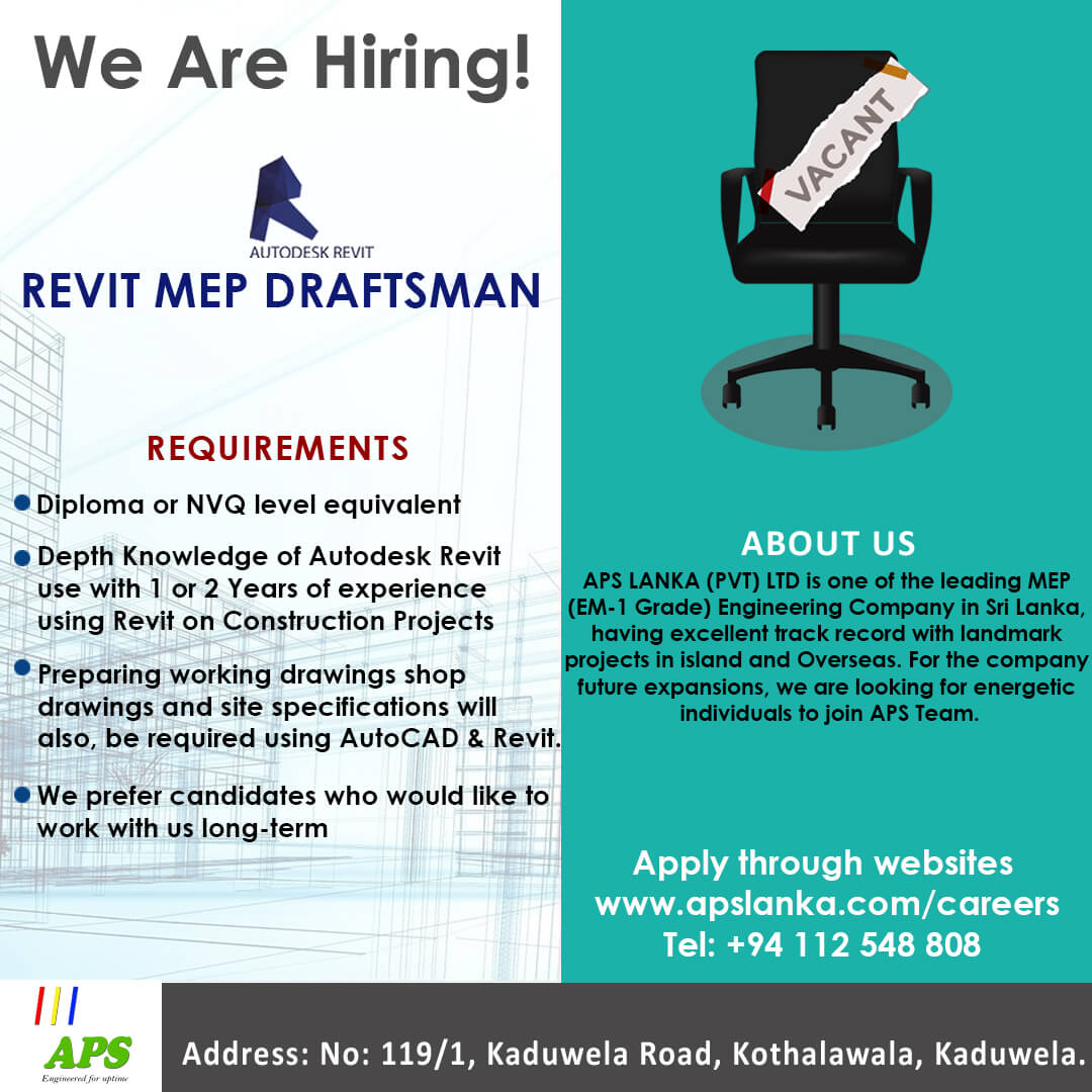 Aps Lanka || Job vacancy - REVIT MEP Draftsman